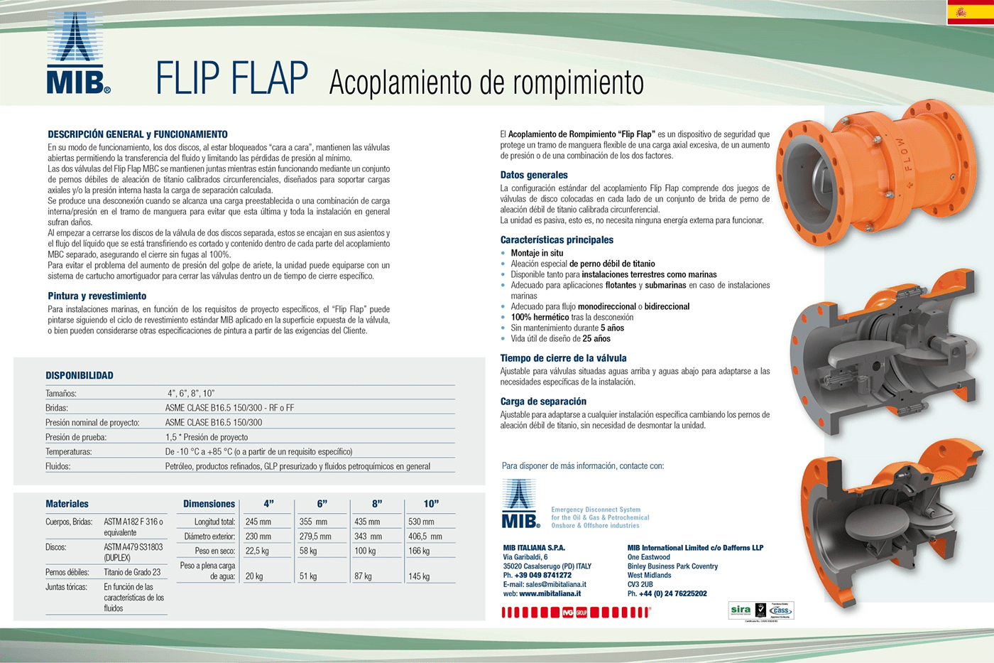 MIB Flip Flap Breakaway Coupling - Data Sheet • MIB ITALIANA